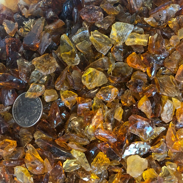 Firepit Glass - Crystal Amber Glass - 50 lb Bag – Asphalt Materials