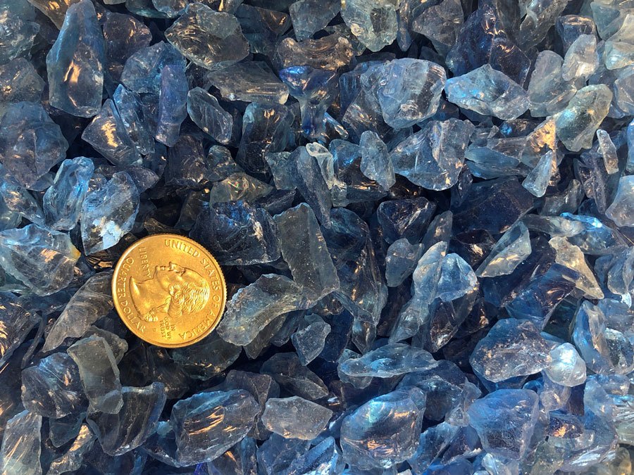 Firepit Glass - Crystal Blue Glass - 50 lb Bag – Asphalt Materials