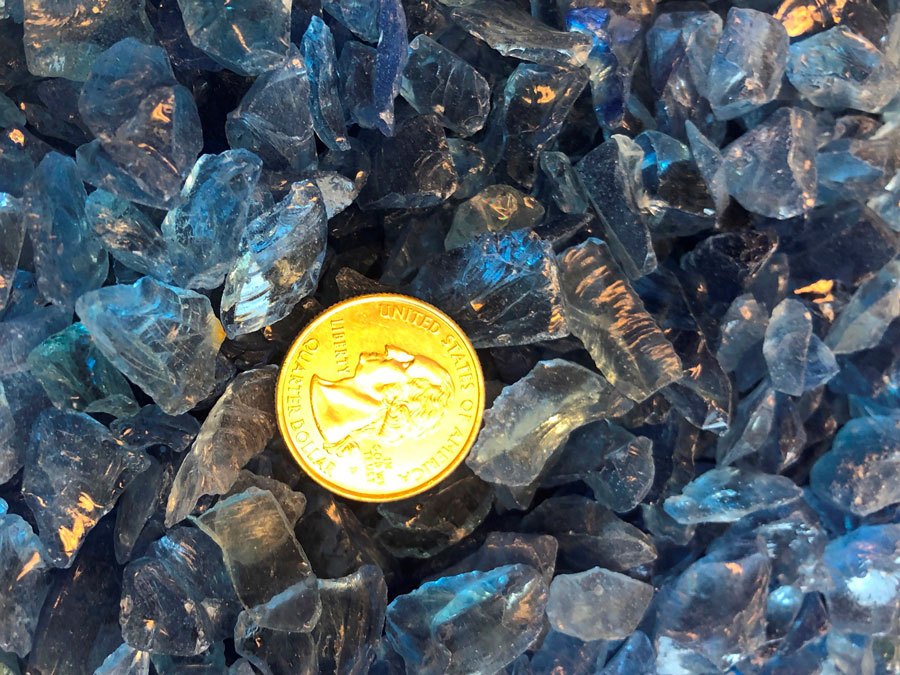 Firepit Glass - Crystal Blue Glass - 50 lb Bag – Asphalt Materials