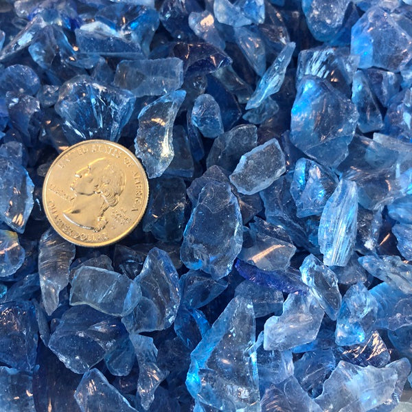 Firepit Glass - Crystal Blue Glass - 50 lb Bag – Asphalt Materials