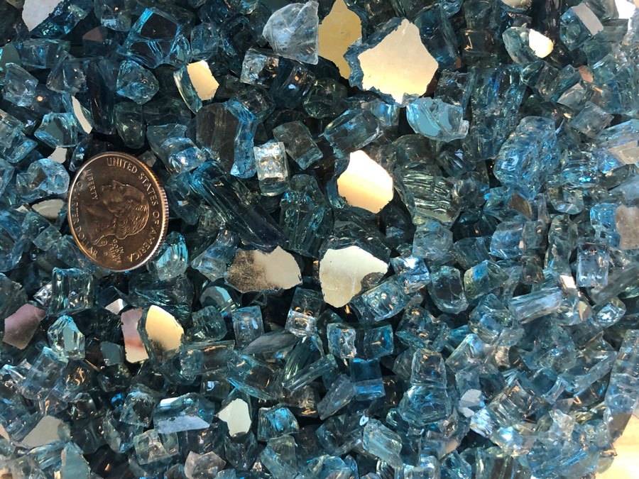 Firepit Glass - Reflective Blue Glass - 25 lb Bag – Asphalt Materials