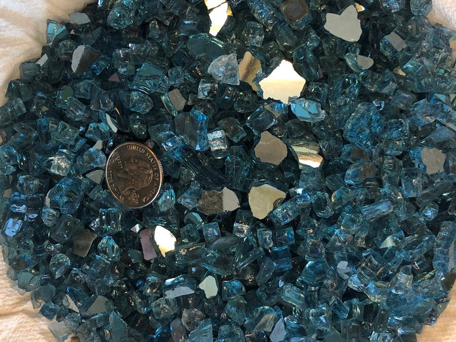 Firepit Glass - Reflective Blue Glass - 25 lb Bag – Asphalt Materials